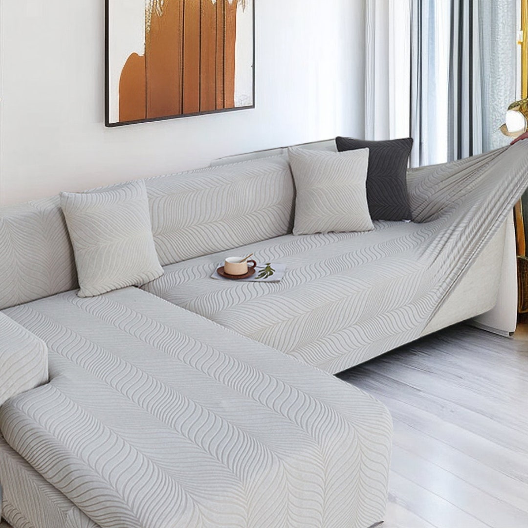 Light Gray Waterproofing Sofa Cover Solid Color Slipcovers - Etsy