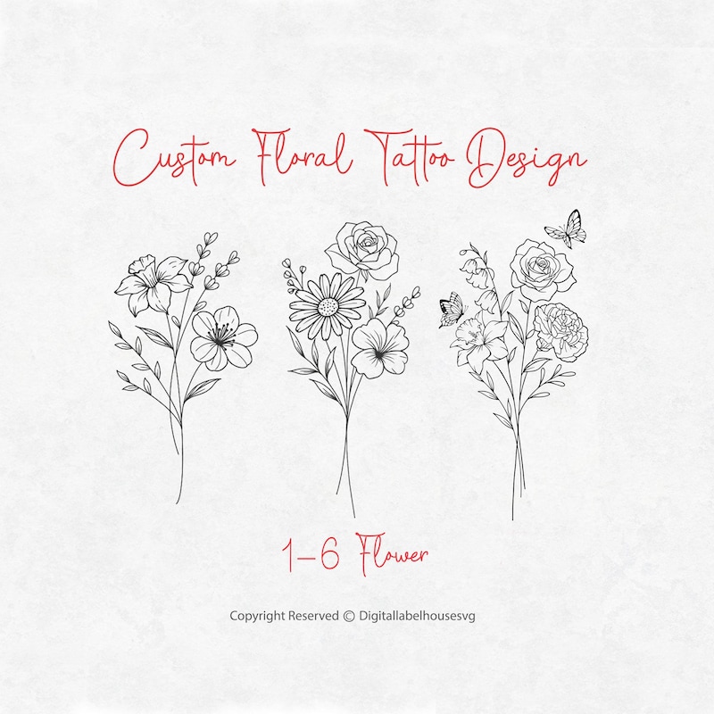 Tattoo Floral Commission - Etsy