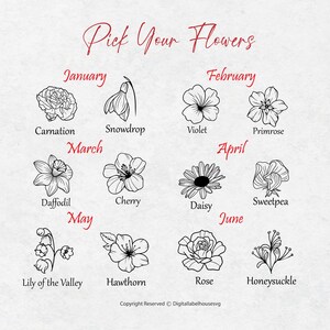 Custom Floral Tattoo Design, Small 1-4", Tattoo Commission, Birth ...