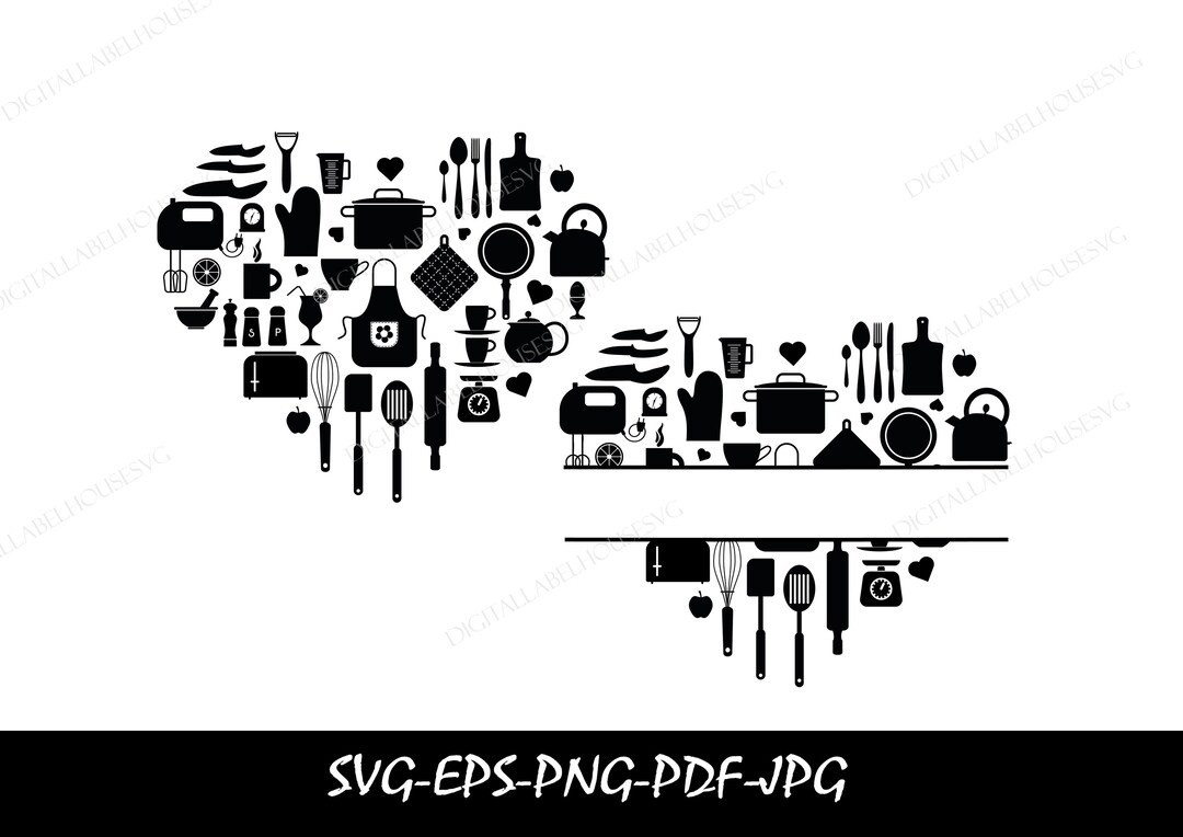 Kitchen Split Frame SVG, Kitchen Monogram Svg, Flourish Kitchen SVG ...