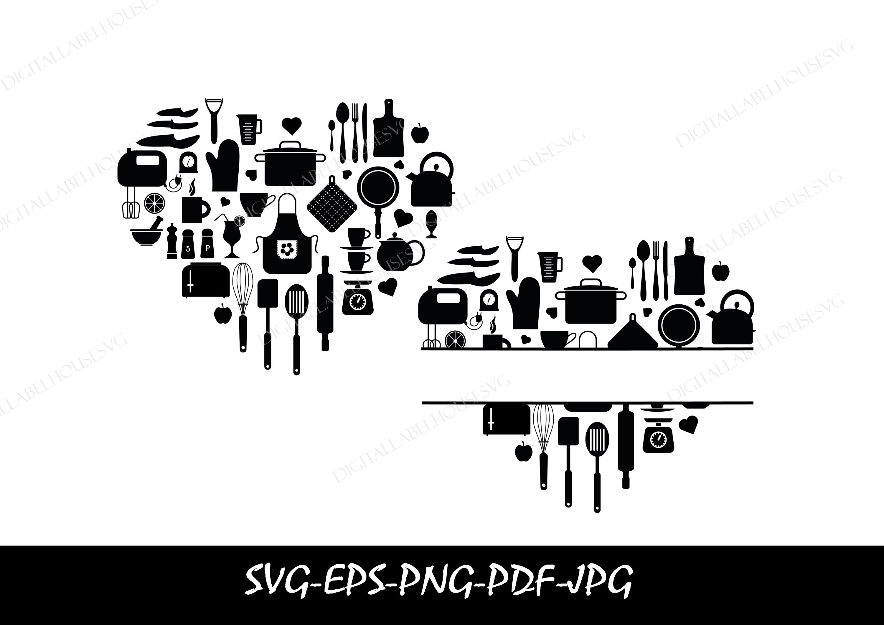 Kitchen Split Frame SVG Kitchen Monogram Svg Flourish - Etsy