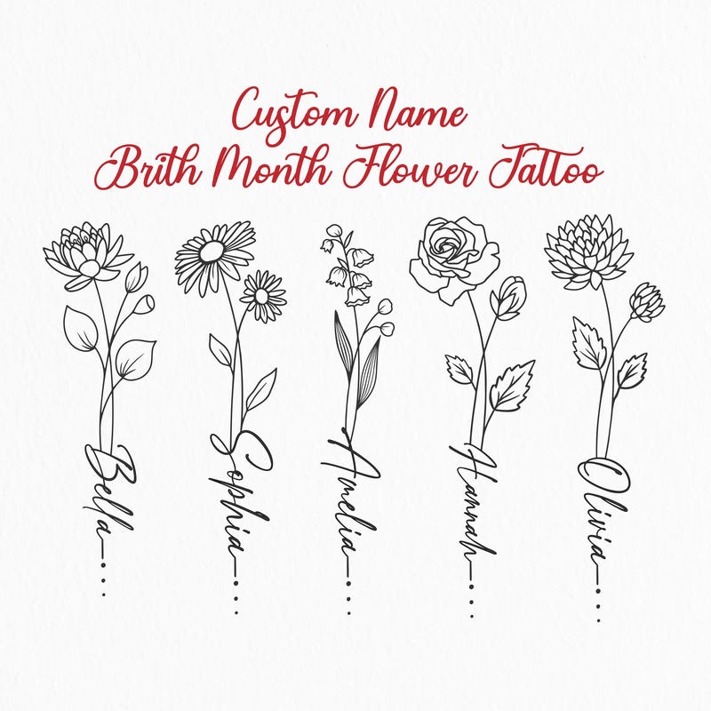 Birth Month Flower Tattoo - Etsy