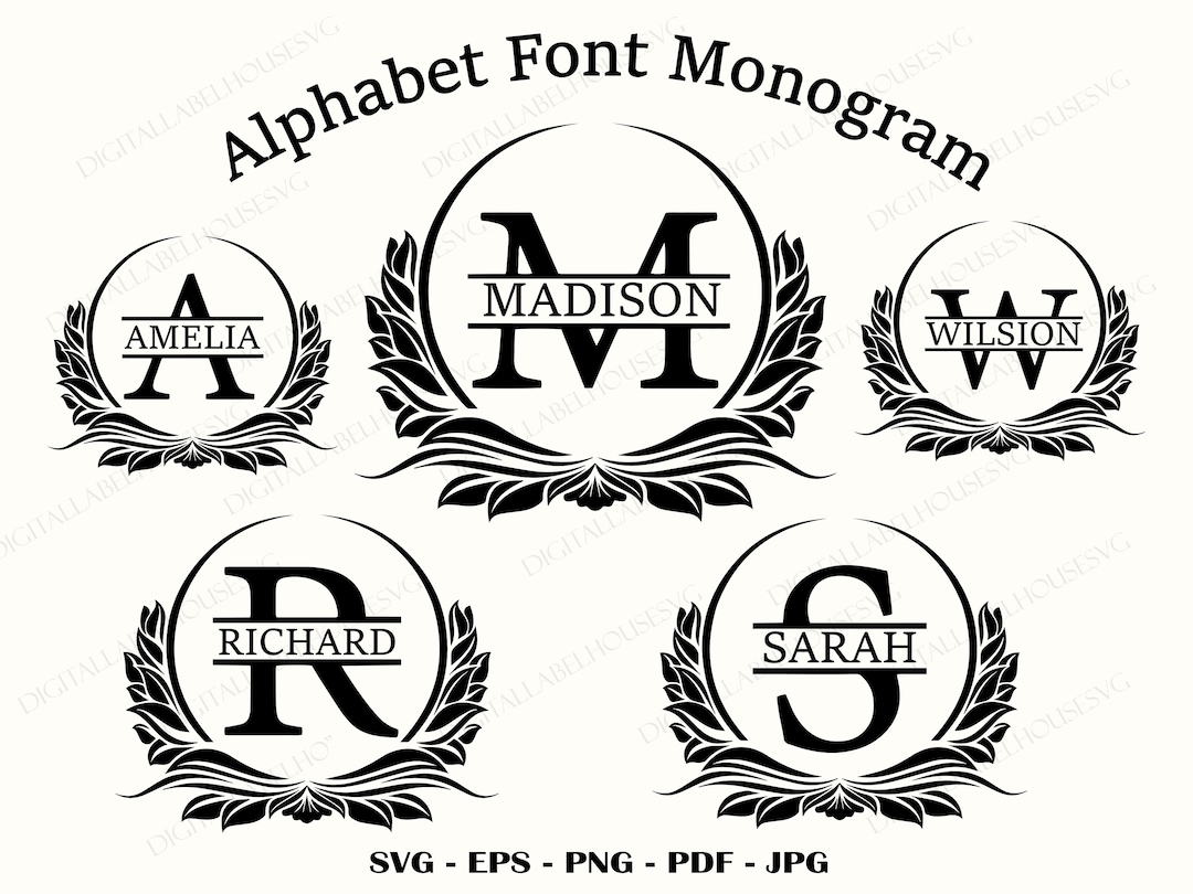 Font Monogram Svg Bundle, Split Monogram Letters Svg, Family Monogram ...