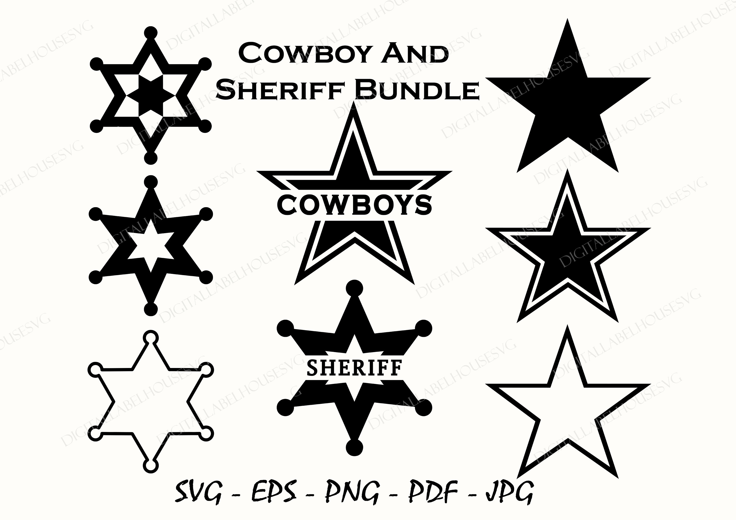 Cowboy Sheriff Star SVG, Western Outline Design (digital Download) - Etsy