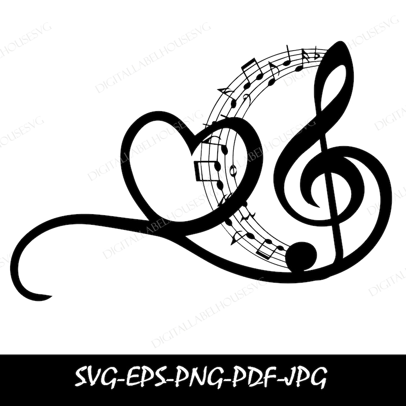 Heart Music Notes - Etsy
