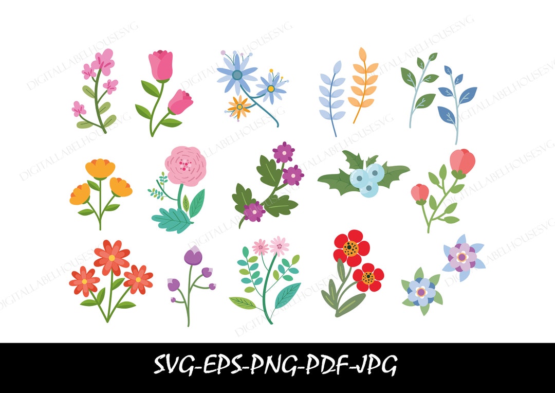 Flowers Clipart Set,colorful Floral, Sublimation, Flowers PNG, Cute ...