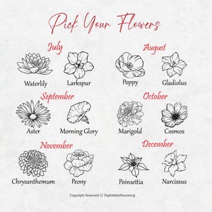 Custom Floral Tattoo Design, Small 1-4", Tattoo Commission, Birth ...