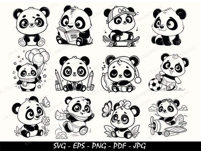 Panda SVG, Panda Face SVG File, Cute Panda Head, Panda Clipart, Cute ...
