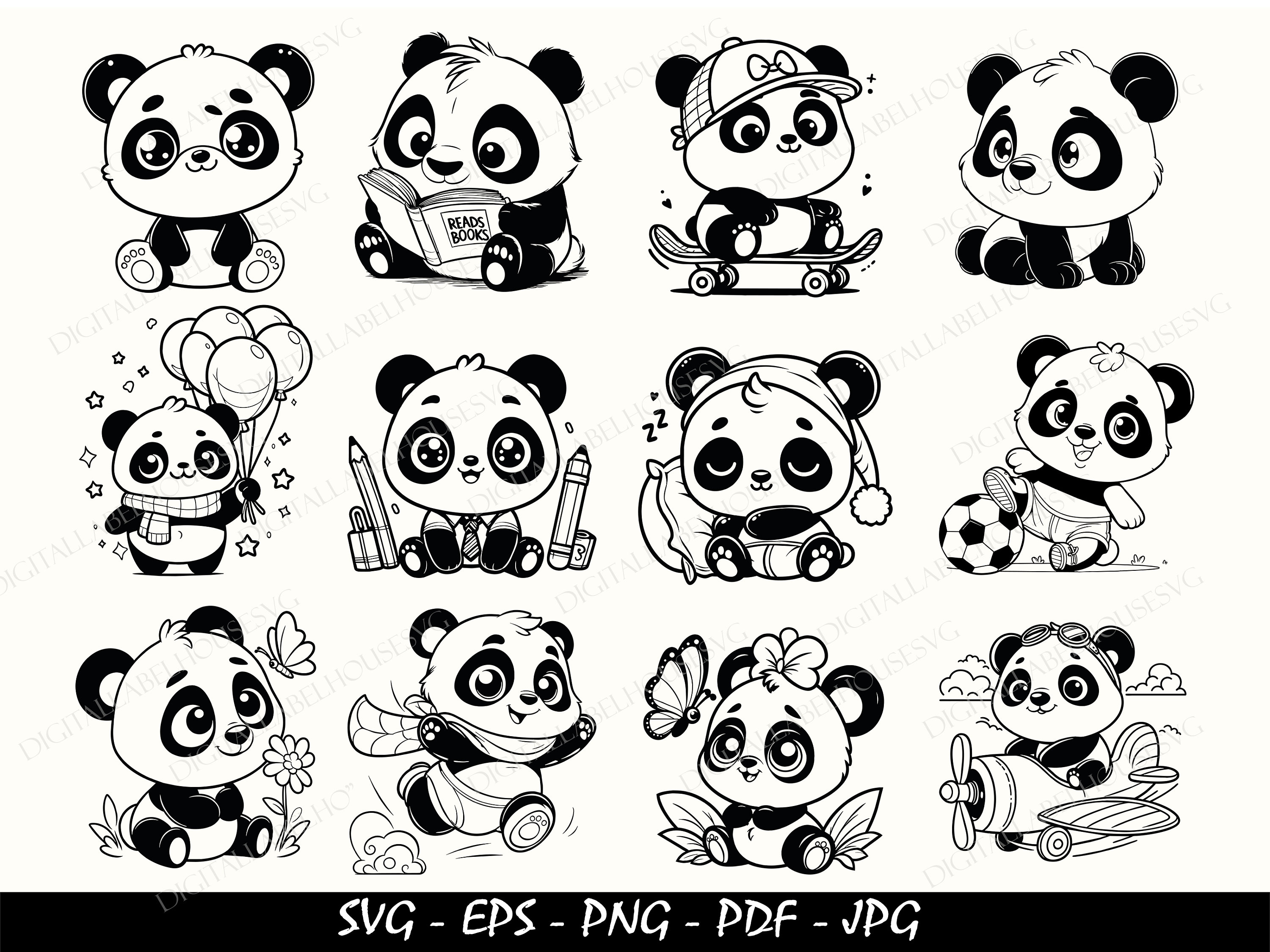 Panda SVG, Panda Face SVG File, Cute Panda Head, Panda Clipart, Cute ...