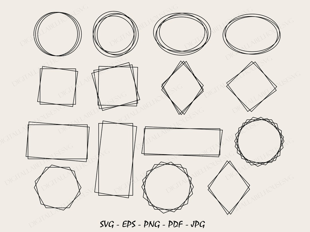 Double Frame Svg,square Frame Bundle,double Border,rectangle,circle ...