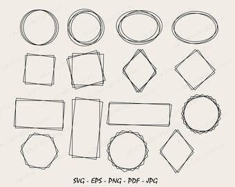 Double Frame Svg,square Frame Bundle,double Border,rectangle,circle ...