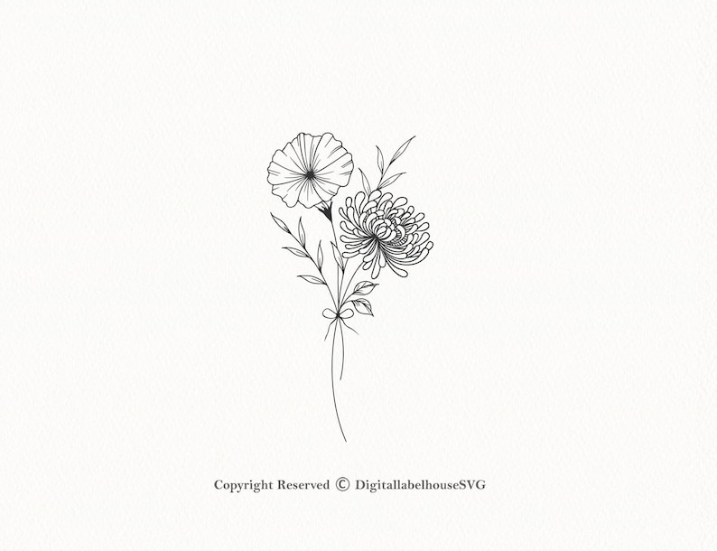 Custom Birth Flower Bouquet, Family Birth Month Tattoo Design, Flower ...