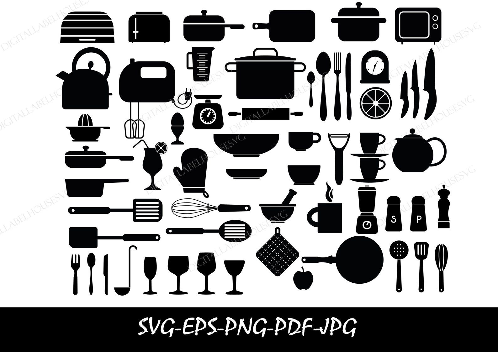 Kitchen SVG, Cooking SVG, Kitchen Clipart, Cooking Utensils SVG, Cut ...