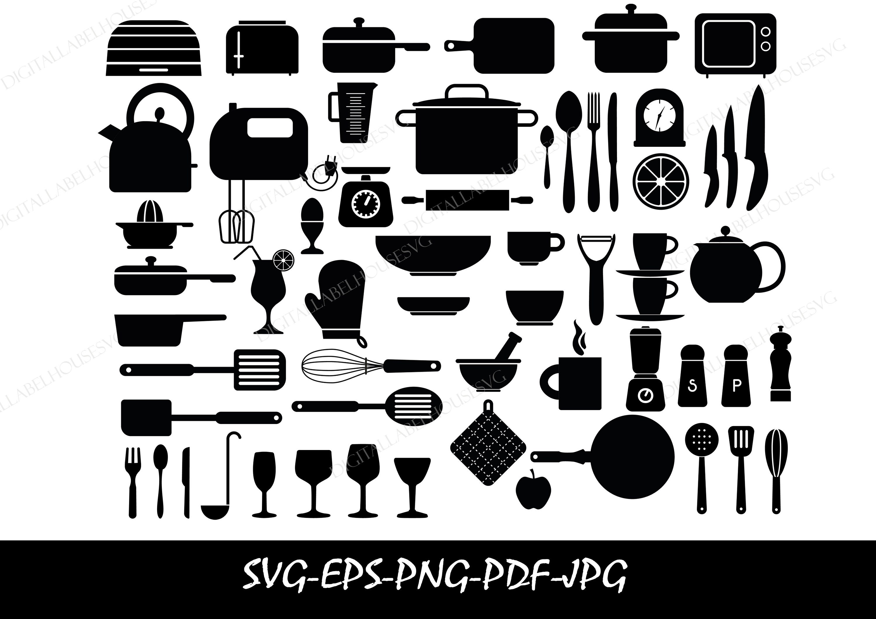 Kitchen SVG, Cooking SVG, Kitchen Clipart, Cooking Utensils SVG, Cut ...