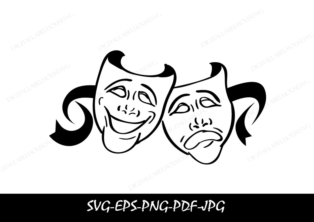 Drama Tragedy Comedy Masks Theater Clipart Instant Digital Download SVG ...