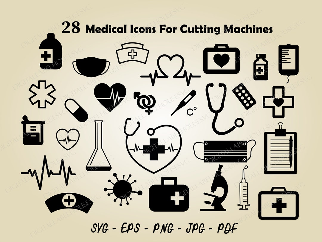 Nurse Medical Tools and Icons Bundle SVG PNG Files for Cutting Machines ...