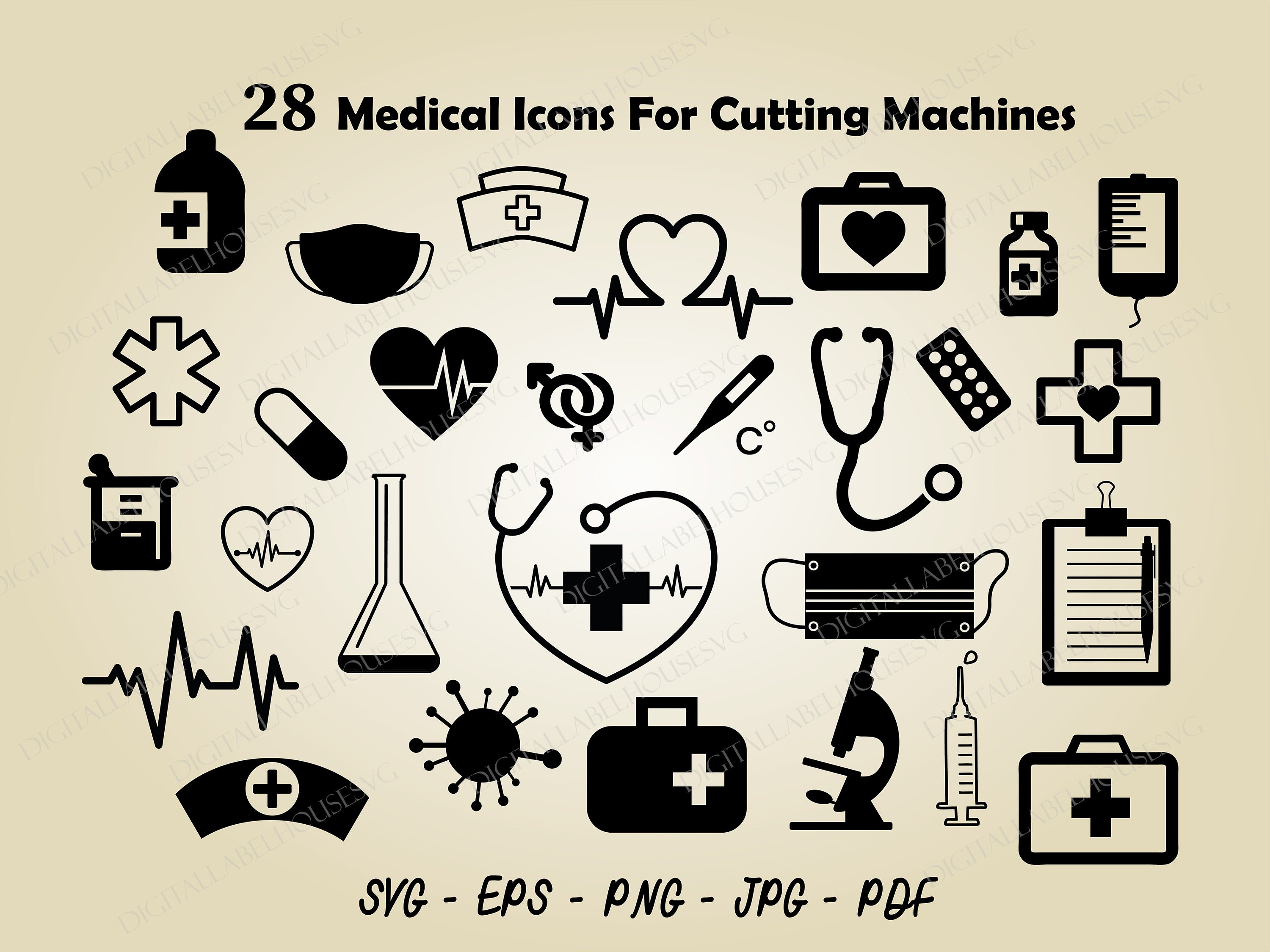 Nurse Medical Tools and Icons Bundle SVG PNG Files for Cutting Machines ...