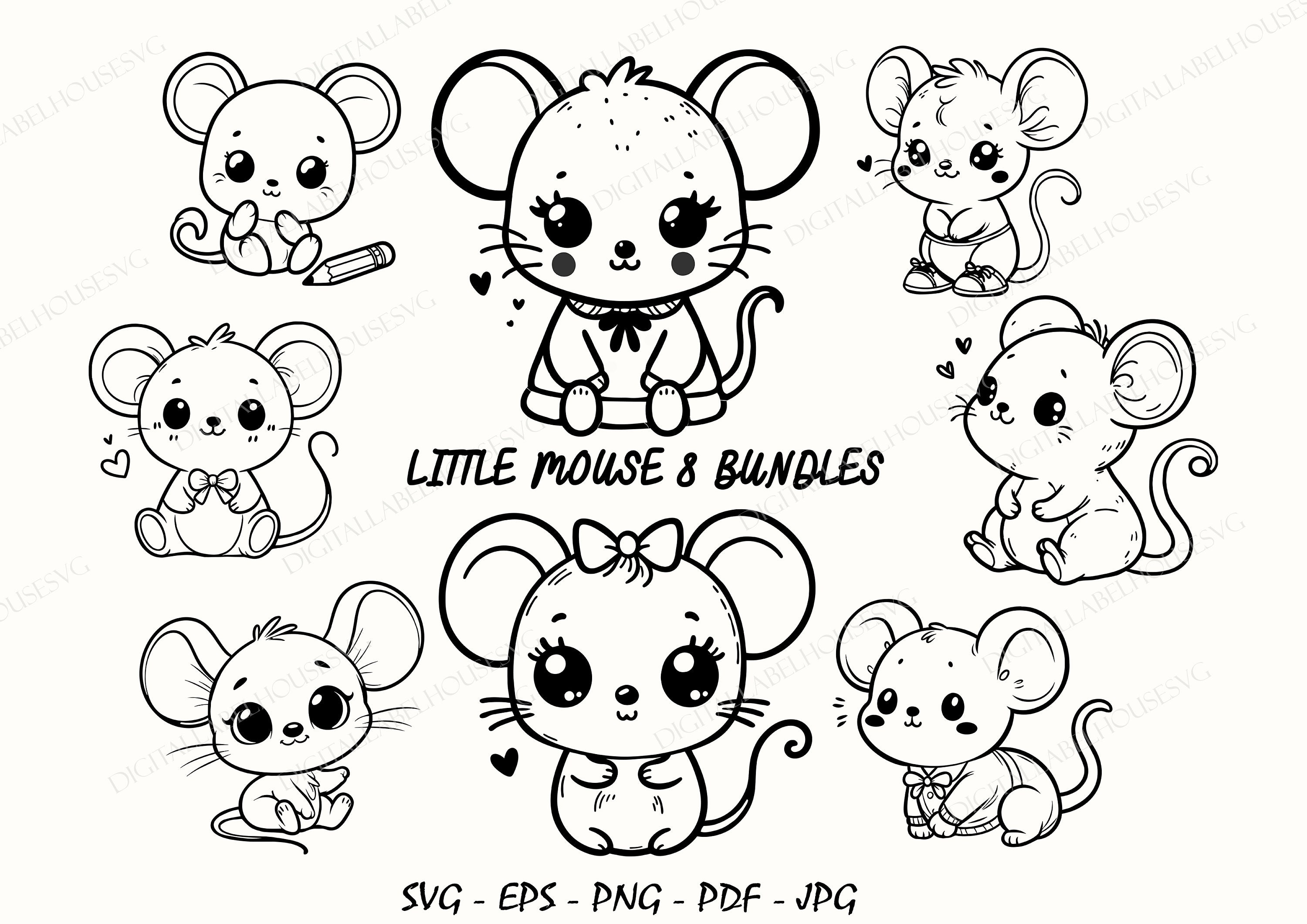 Little Mouse Svg Bundle Animals Cut File, Cute Cutting File, Whimsical ...