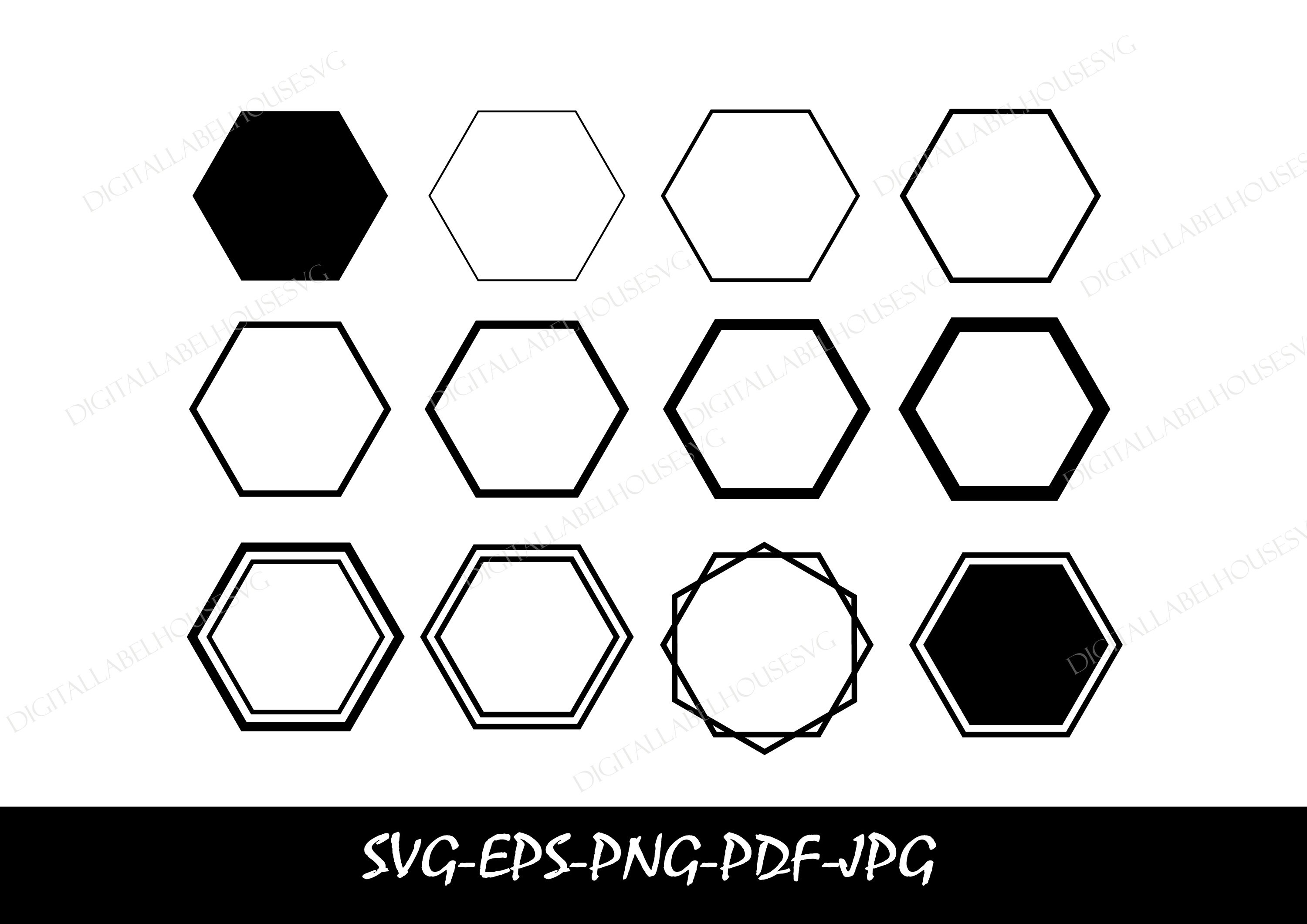 HEXAGON FRAME SVG Bundle Instant Digital Download Border - Etsy