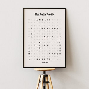 Personalized Family Poster,first Names Crossword,letters, Word Search ...