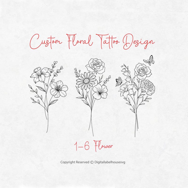 Floral Print Fine Line - Etsy