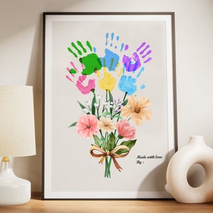 Flower Handprint Craft Art, Printable | for Mom or Grandparents ...