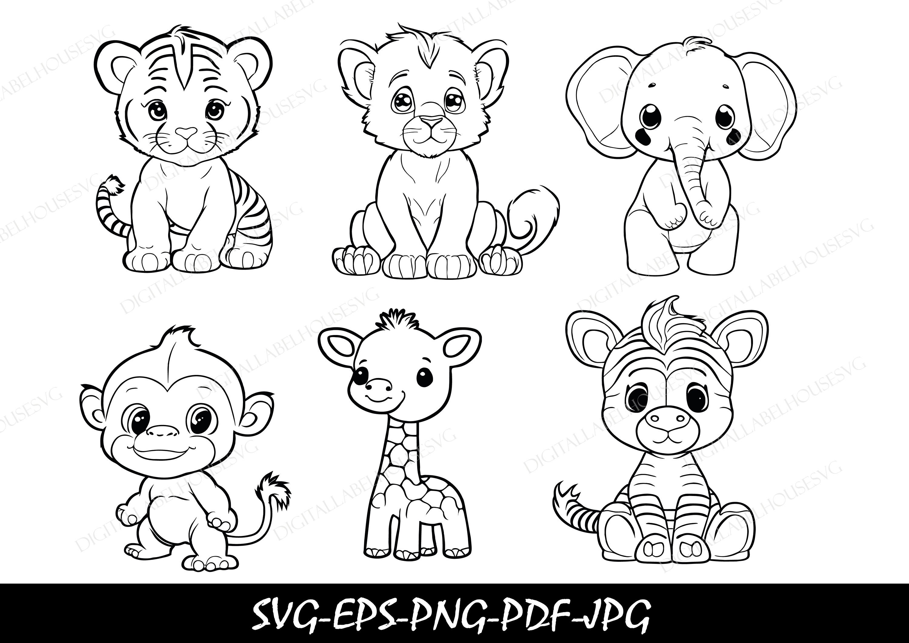 Cute Animal Outline Svg