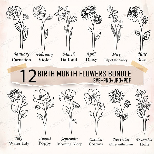 Birth Flower Svg - Etsy
