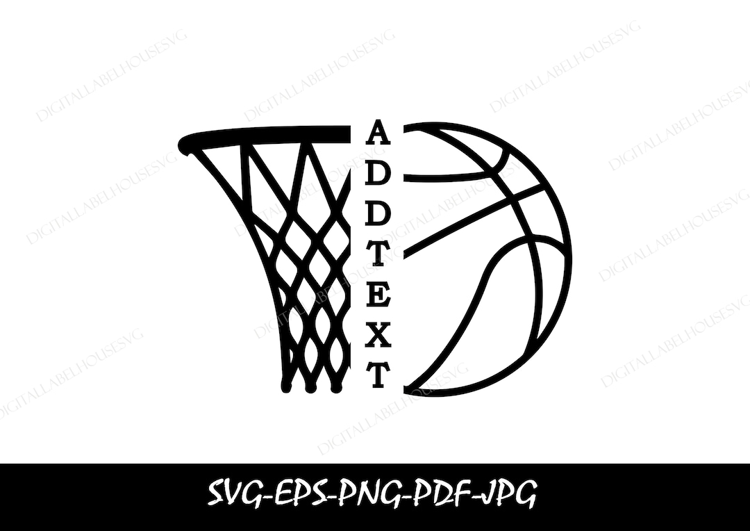 Black Bold Half Basketball & Half Hoop With Net Split Name Frame - You ...