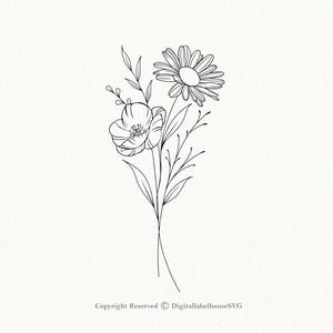Custom Floral Tattoo Design, Small 1-4", Tattoo Commission, Birth ...