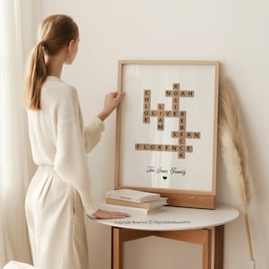Personalised Family Scrabble Print, Crossword Scrabble Print, Christmas ...