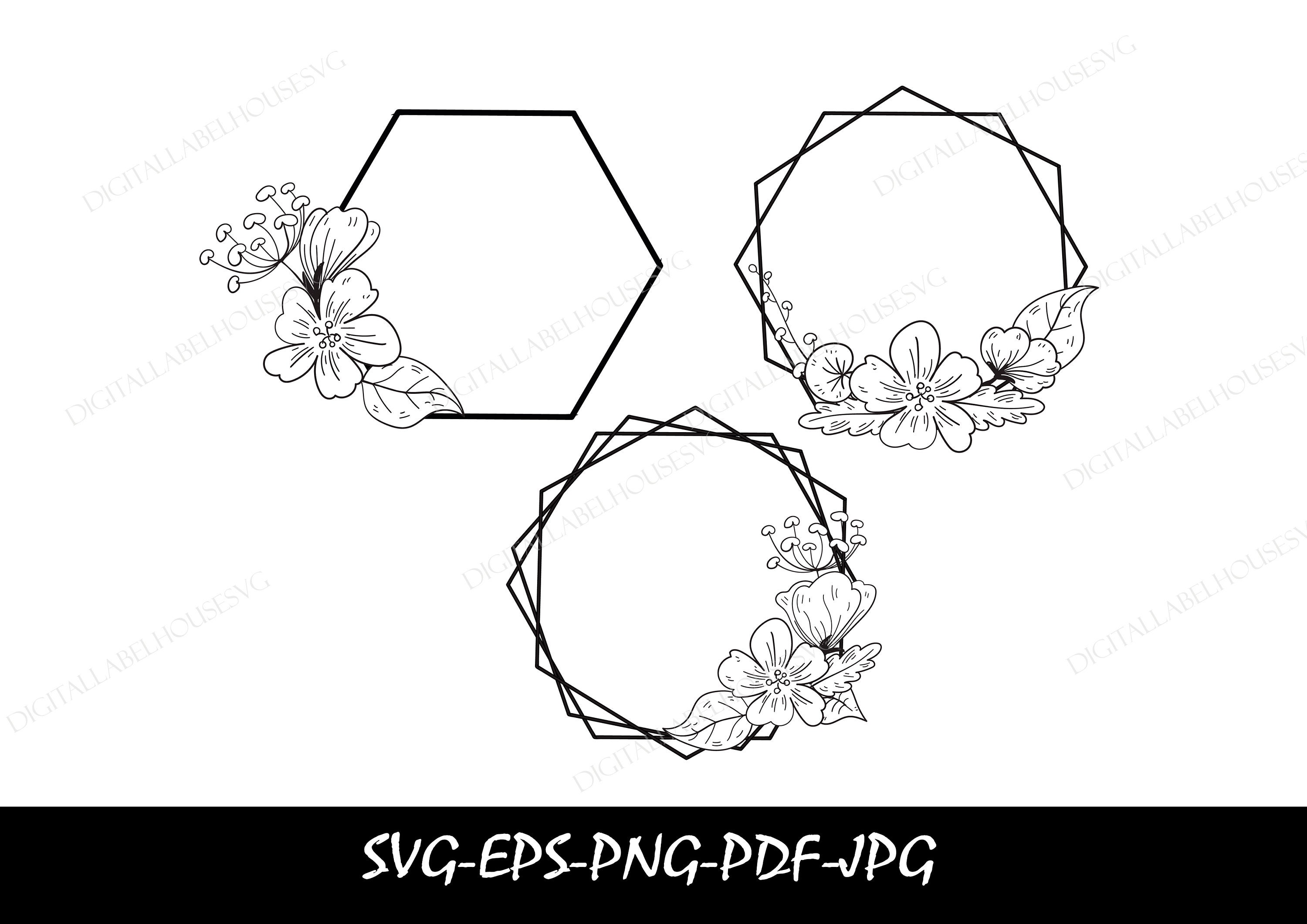 FLORAL FRAME SVG Hexagon Frame Svg Floral Hexagon Frame - Etsy