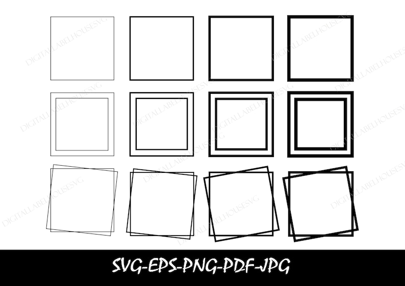 SQUARE FRAMES Diffrent Strokes SVG, Square Frame Svg, Double Square ...