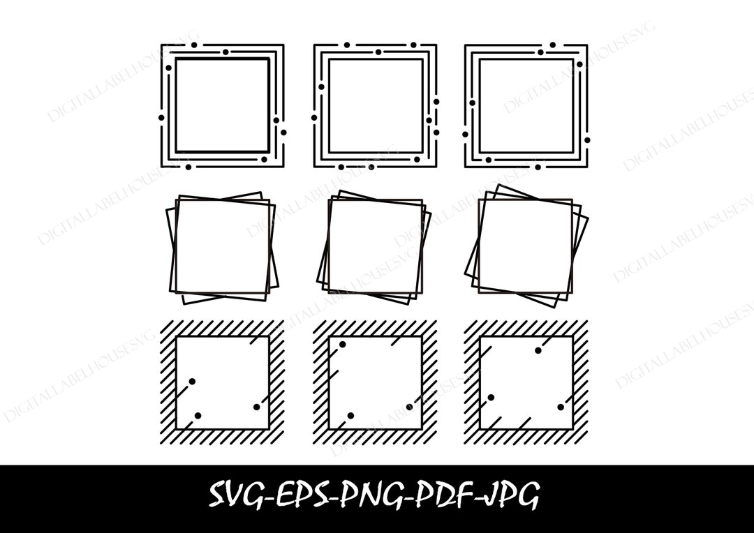 SQUARE FRAMES Diffrent Strokes SVG, Square Frame Svg, Double Square ...
