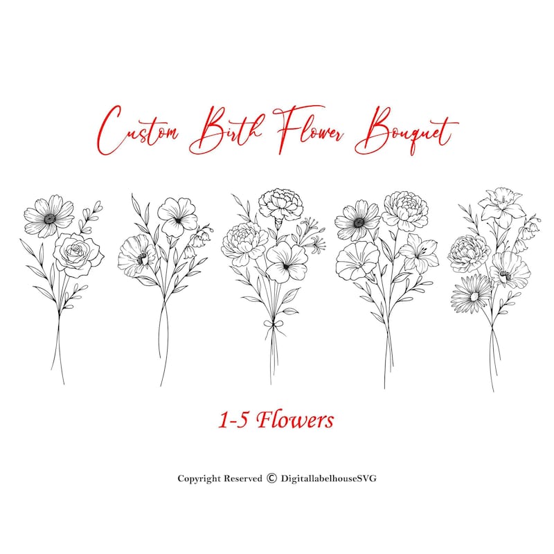 Flower Birth Month Family - Etsy UK