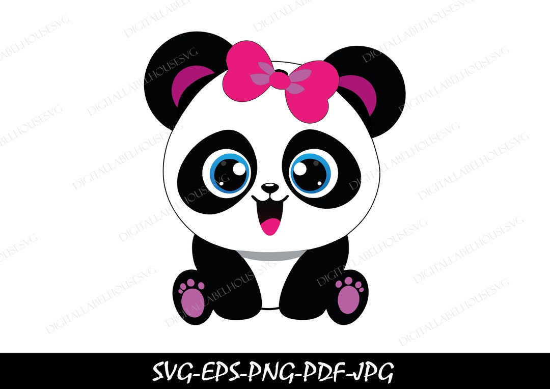 Cute Baby Panda Layered SVG, Kawaii Panda Cut File Cartoon Panda ...