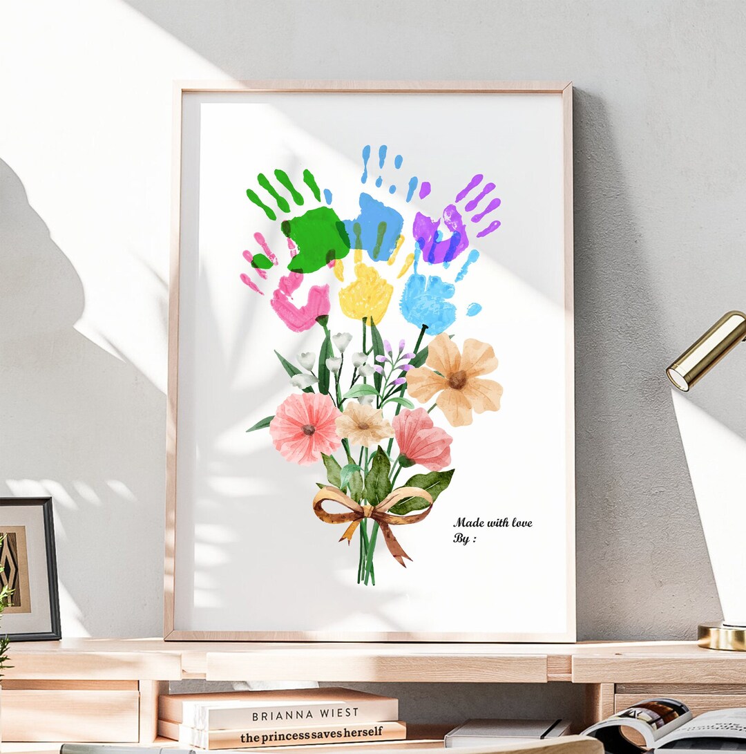 Flower Handprint Craft Art, Printable | for Mom or Grandparents ...