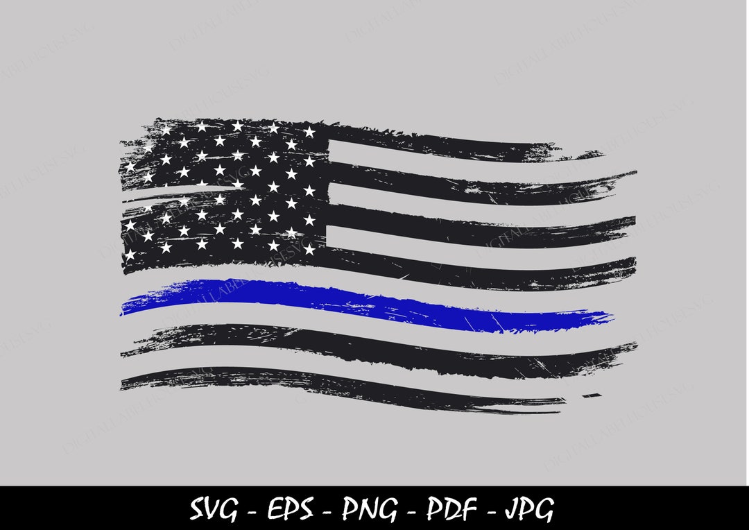 Police Flag Svg, Instant Download, Thin Blue Line Svg, Distressed ...