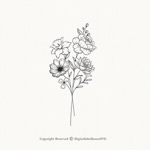 Custom Floral Tattoo Design, Small 1-4", Tattoo Commission, Birth ...