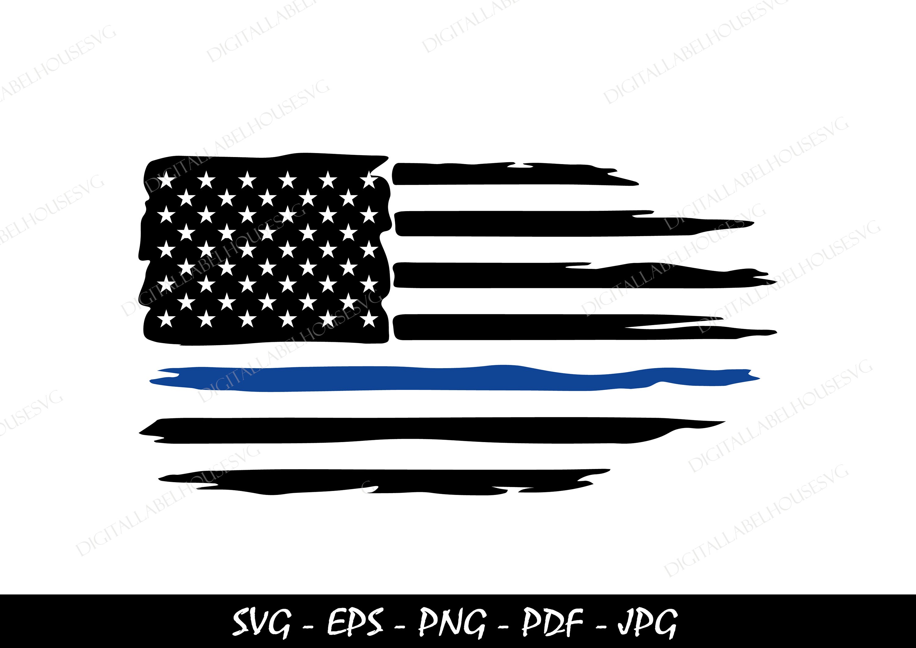 Police Flag Svg, Instant Download, Thin Blue Line Svg, Distressed ...