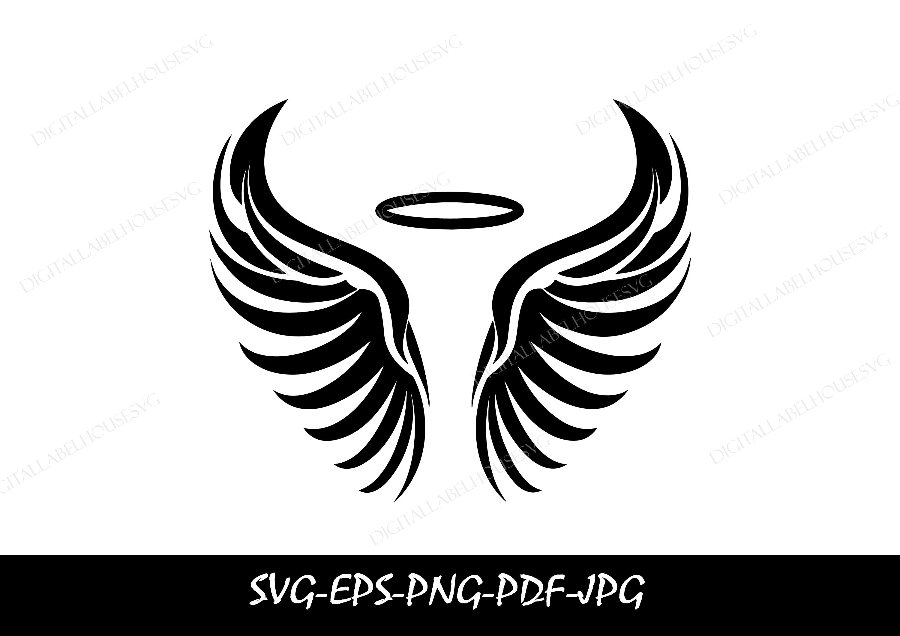 Angel Wings and Halo SVG Clip Art Cut File Silhouette Pdf,eps,png,jpg ...