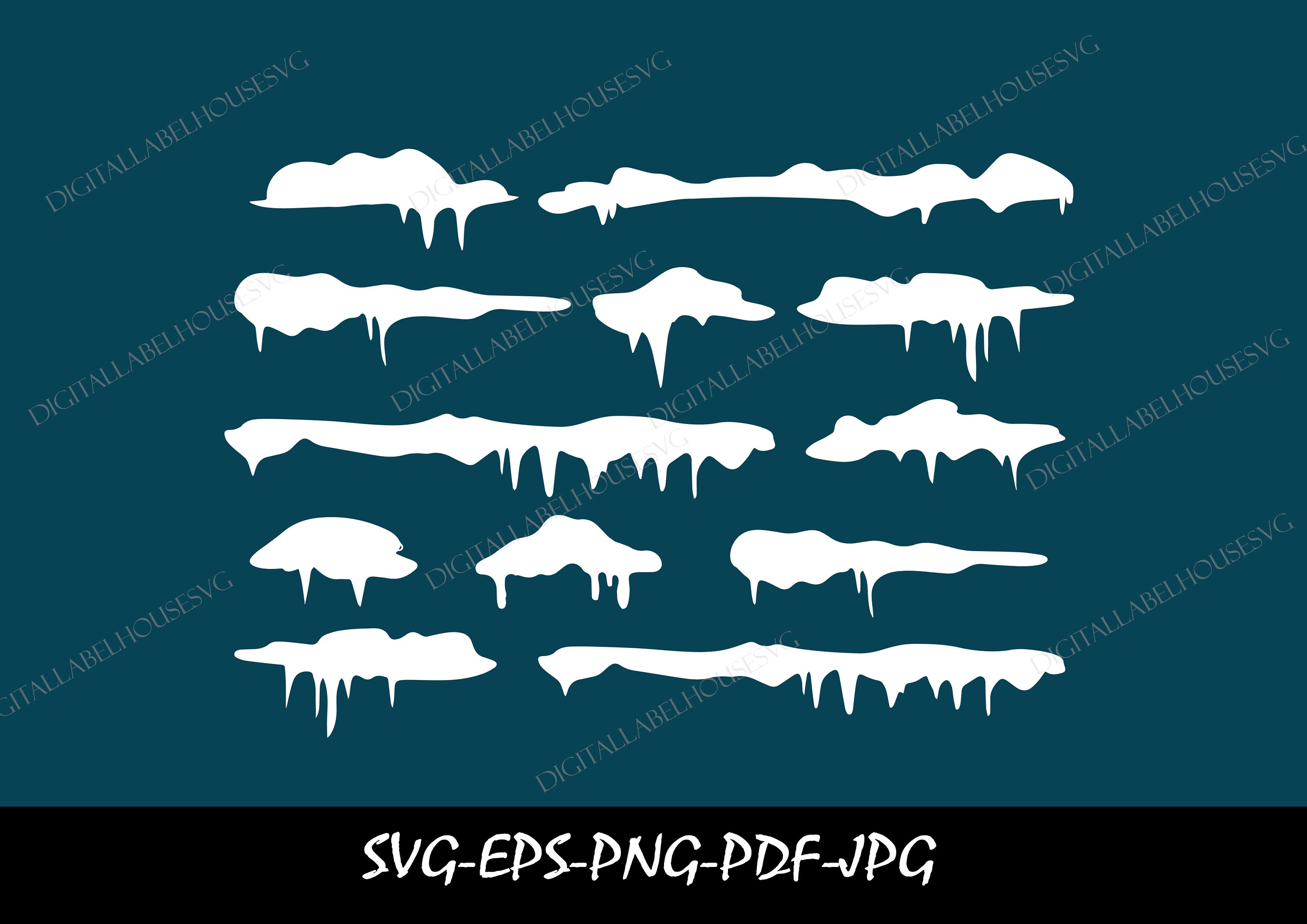 Snow Caps SVG Pack 12 Designs Digital Download Christmas Snow SVG, Roof ...