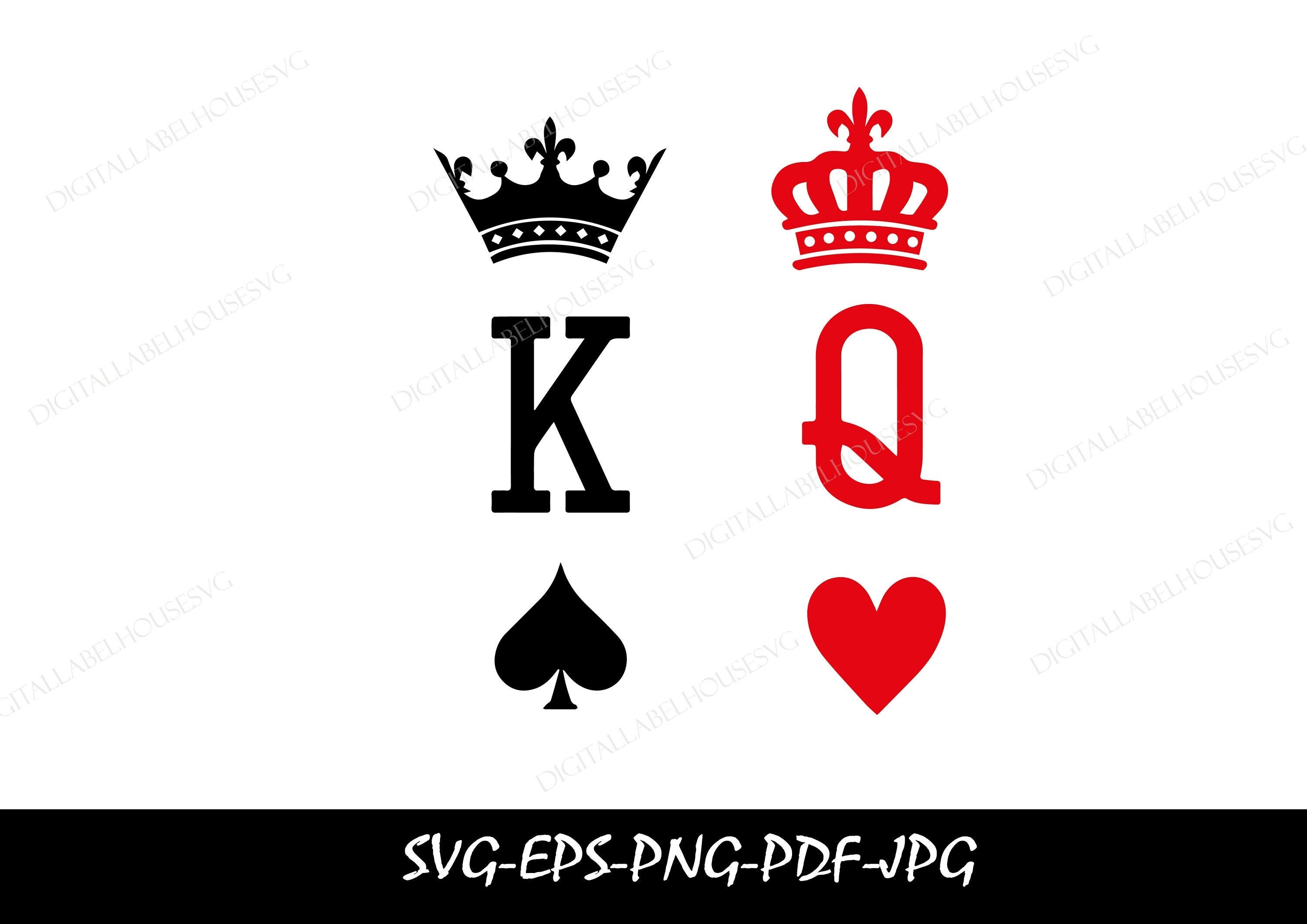 Rey y reina Svg, Rey de espadas Svg, Reina de corazones Svg, Naipe Rey ...
