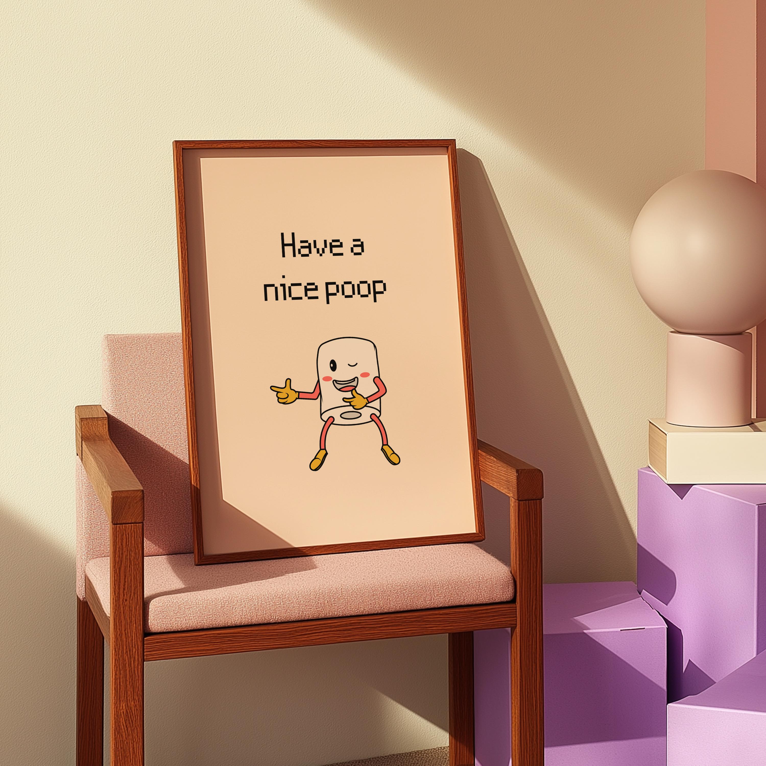 Have A Nice Poop Print, Funny Bathroom Wall Art, Retro Bathroom Decor ...