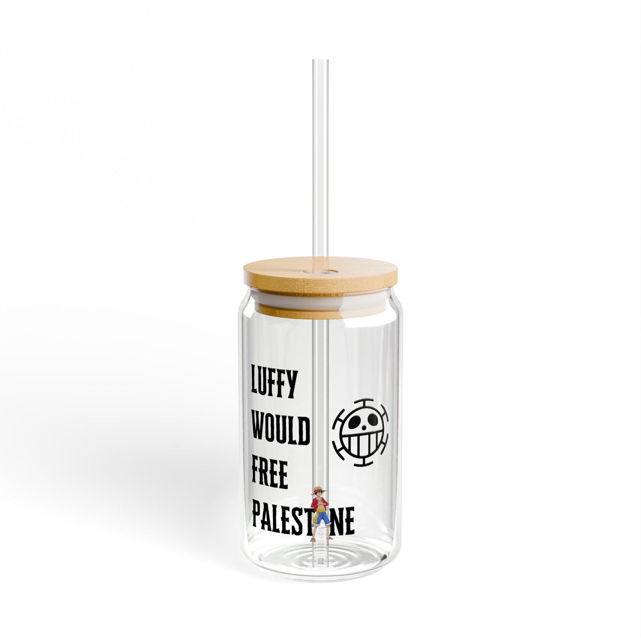Luffy Will Free Palestine Sipper Glass, 16oz Anime One Piece Gift - Etsy