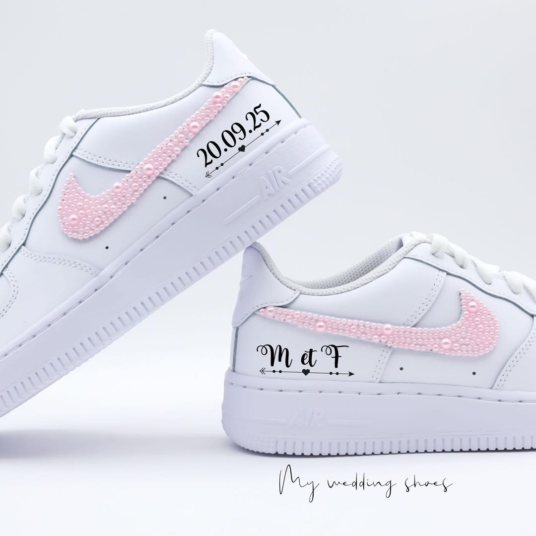 Air Force 1 Custom Wedding Pearly Beads - Personalized Pink Pearly ...