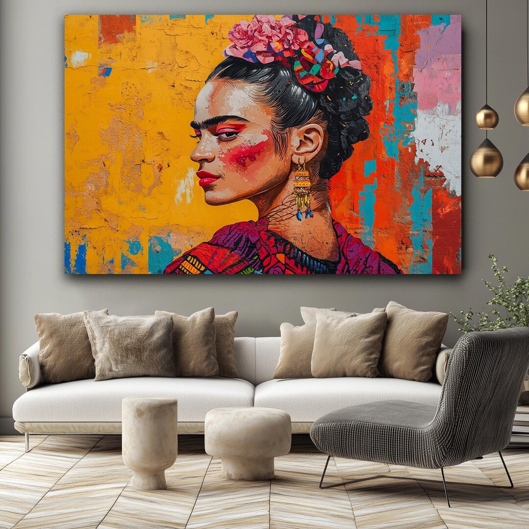 Frida Kahlo, Wood Frame Extra Large Wall Art Wall Hanging Peaceful Art ...