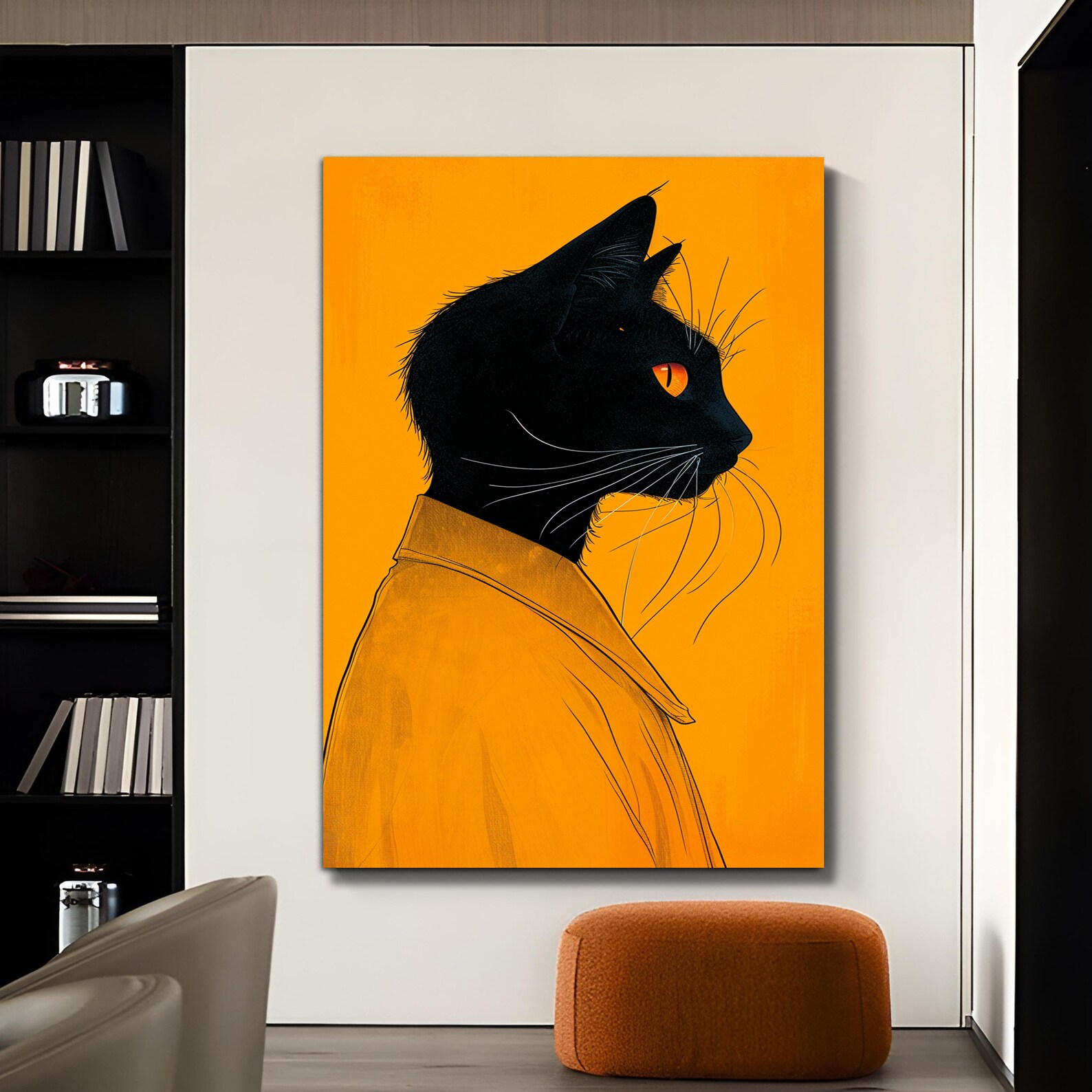 Cat Friendly Gift Black Cat Canvas Art for Pet Lovers Stylish Cat ...