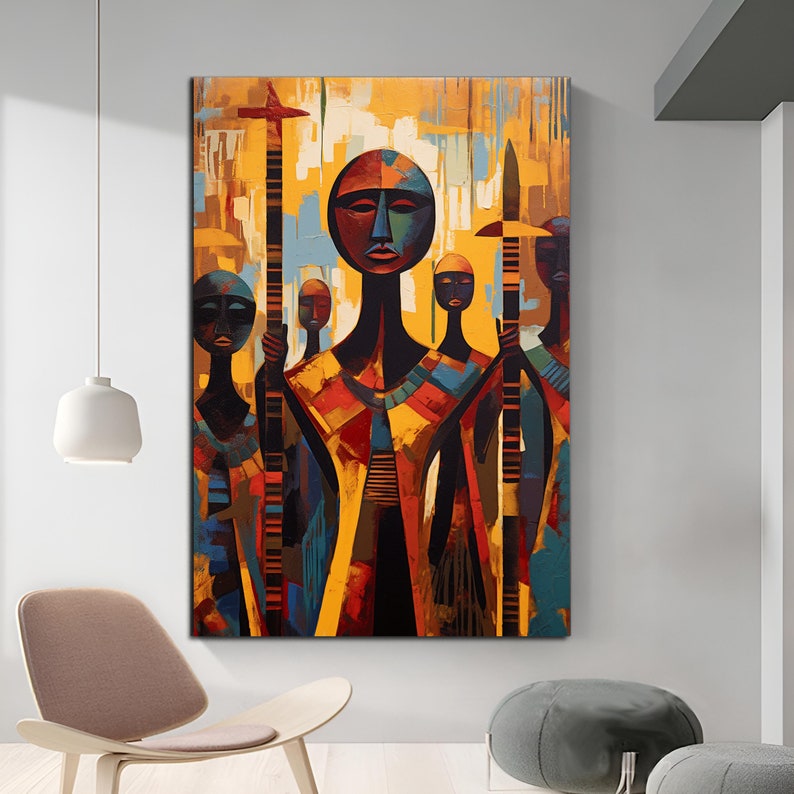 Abstract African Warriors Canvas Art, African American Culture Home ...