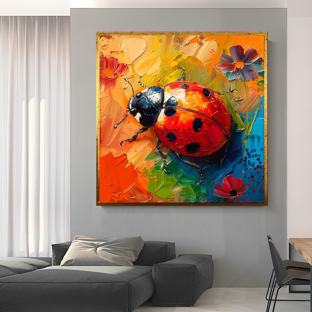 Framed Ladybug Canvas Art, Nursery Animal Painting - Etsy